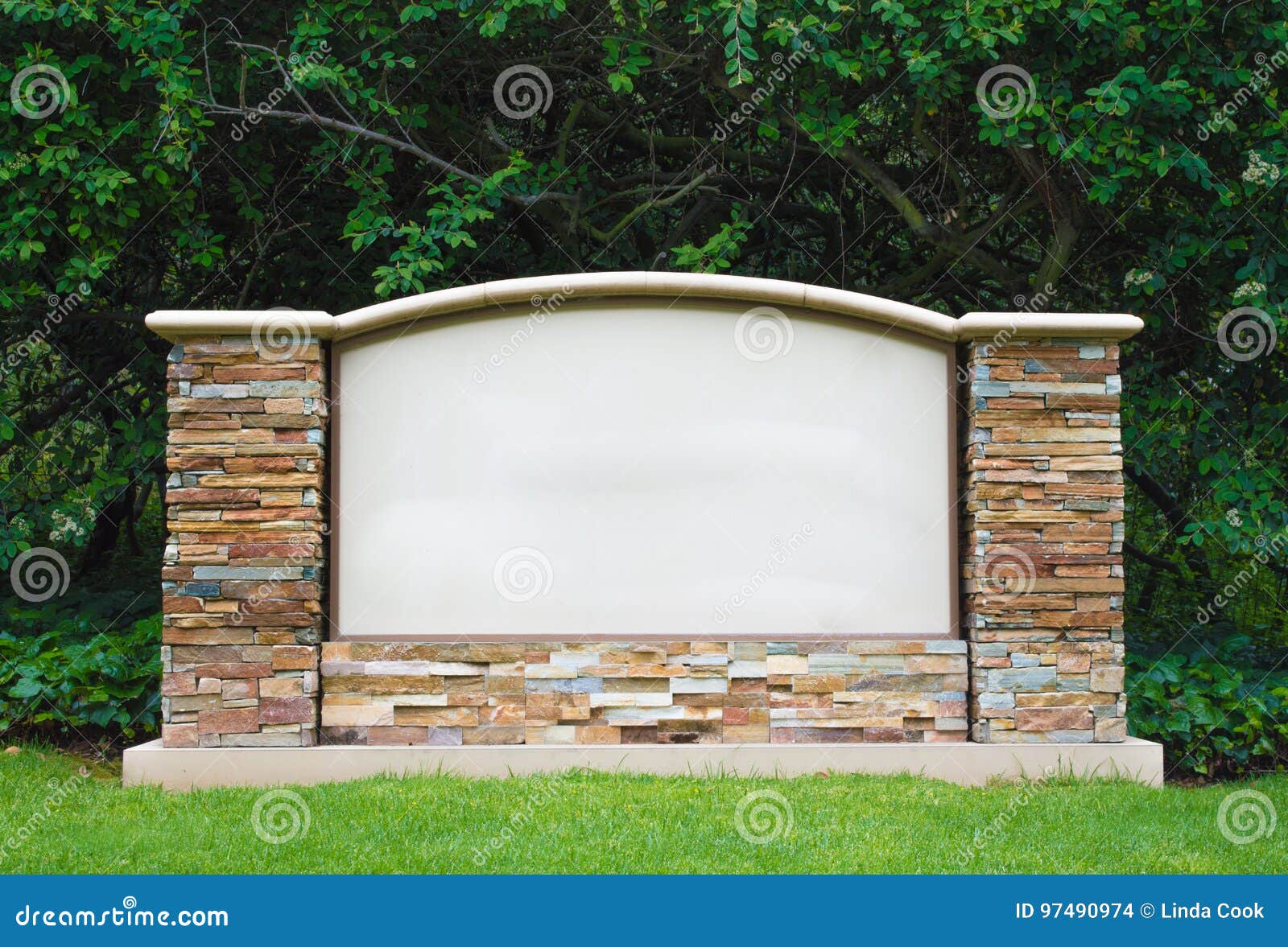 Blank Stone Sign Marker Outside Stock Photo - Image of goodbye, logo ...