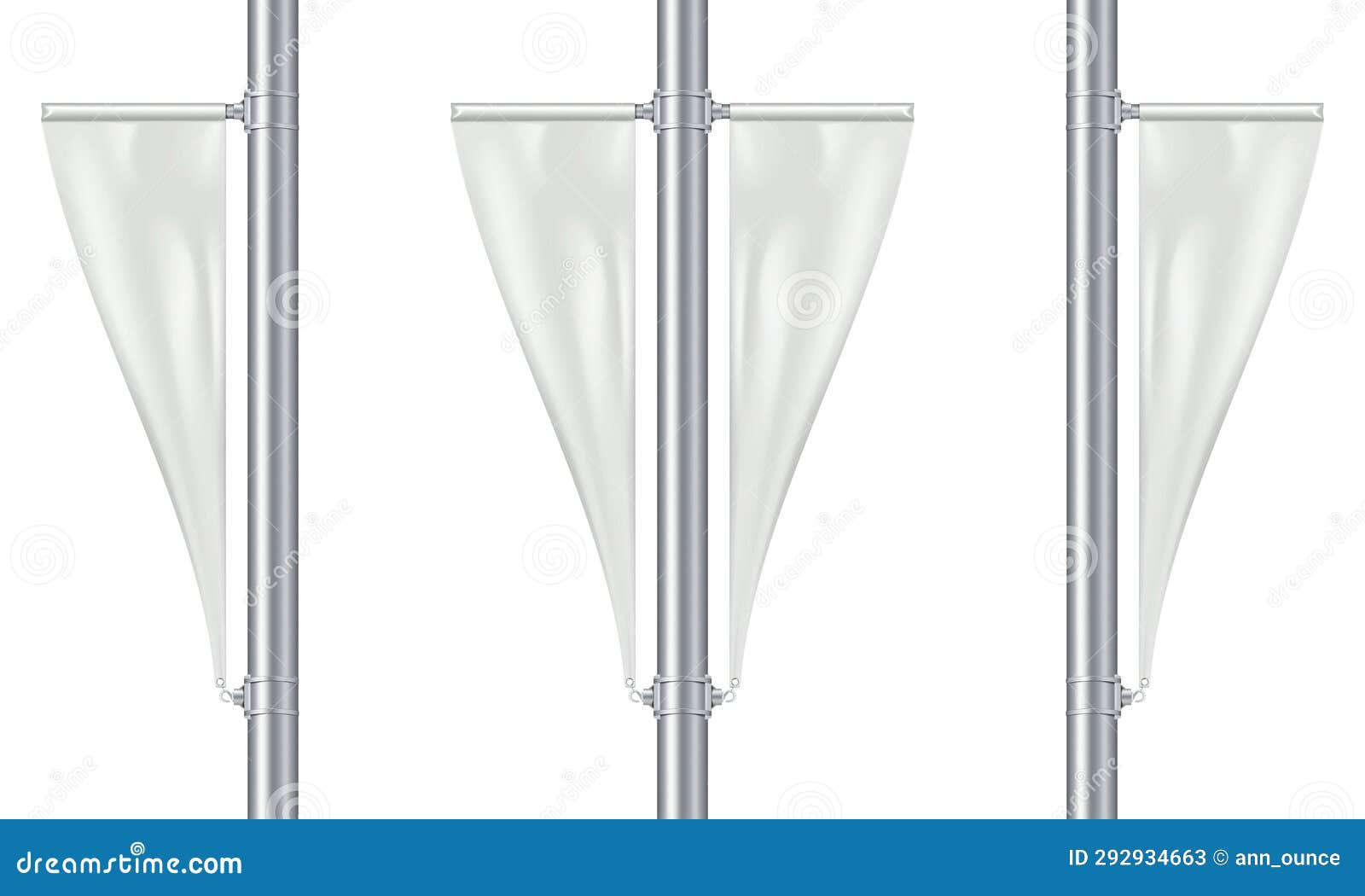 Blank Street Light Pole Fabric Banner Vector Mock-up. Triangular ...