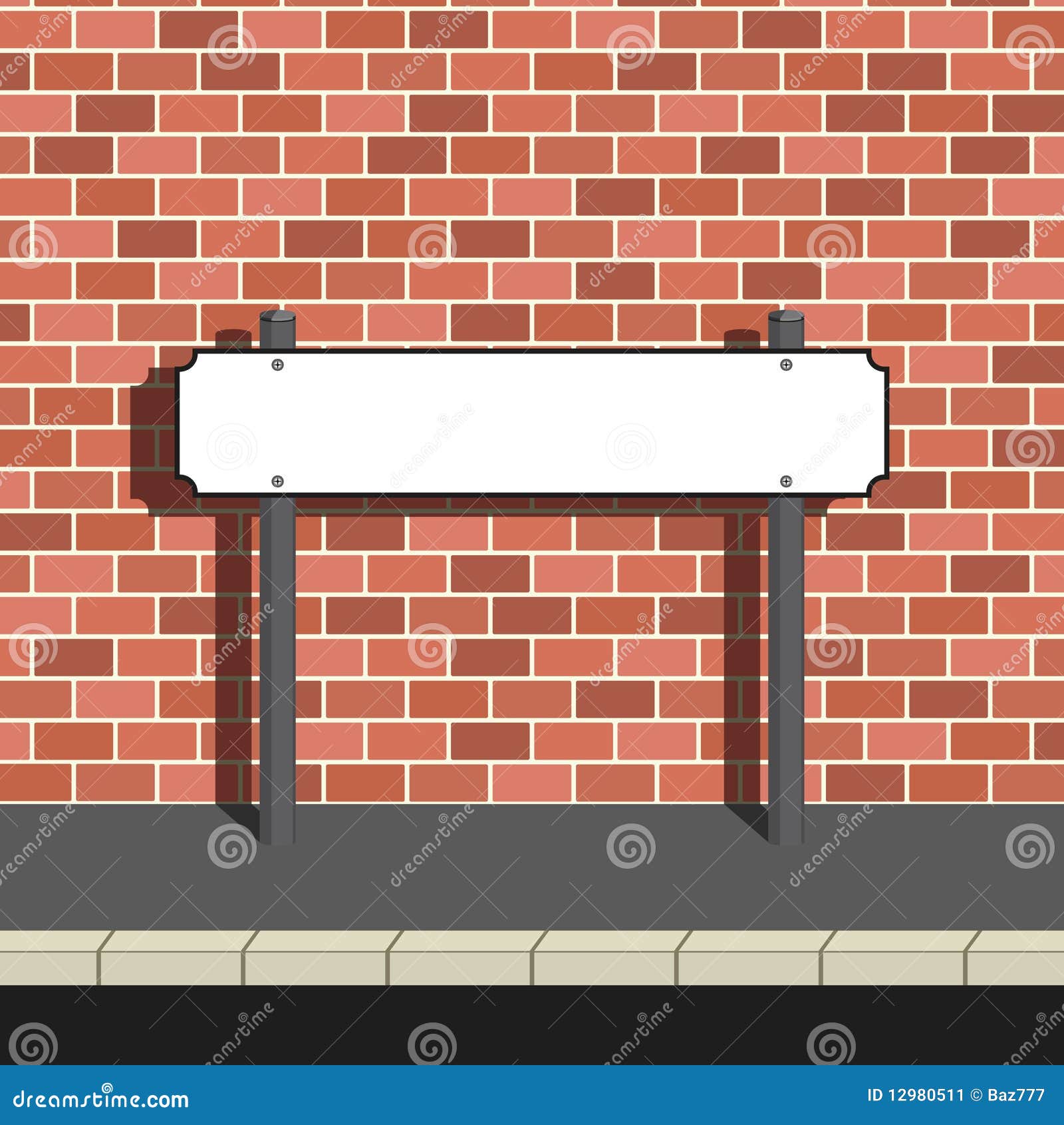 Blank Street Name Sign stock vector. Illustration of brick - 12980511