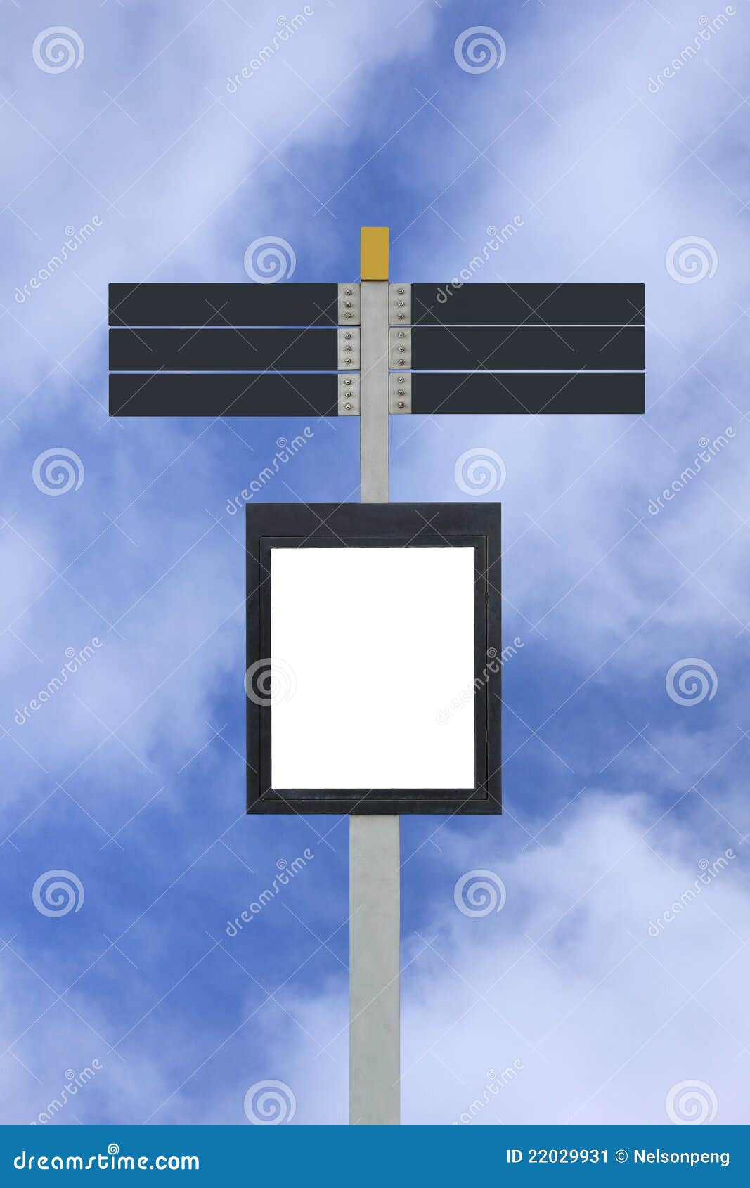 Blank Street Post with 7 Signs on Blue Sky Stock Illustration ...