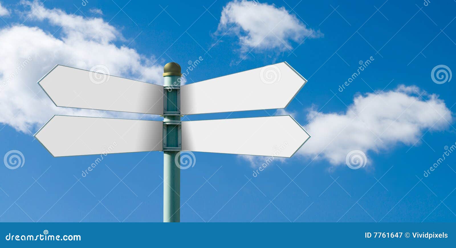 Blank Street Sign Post with 4 White Signs Stock Image - Image of ...