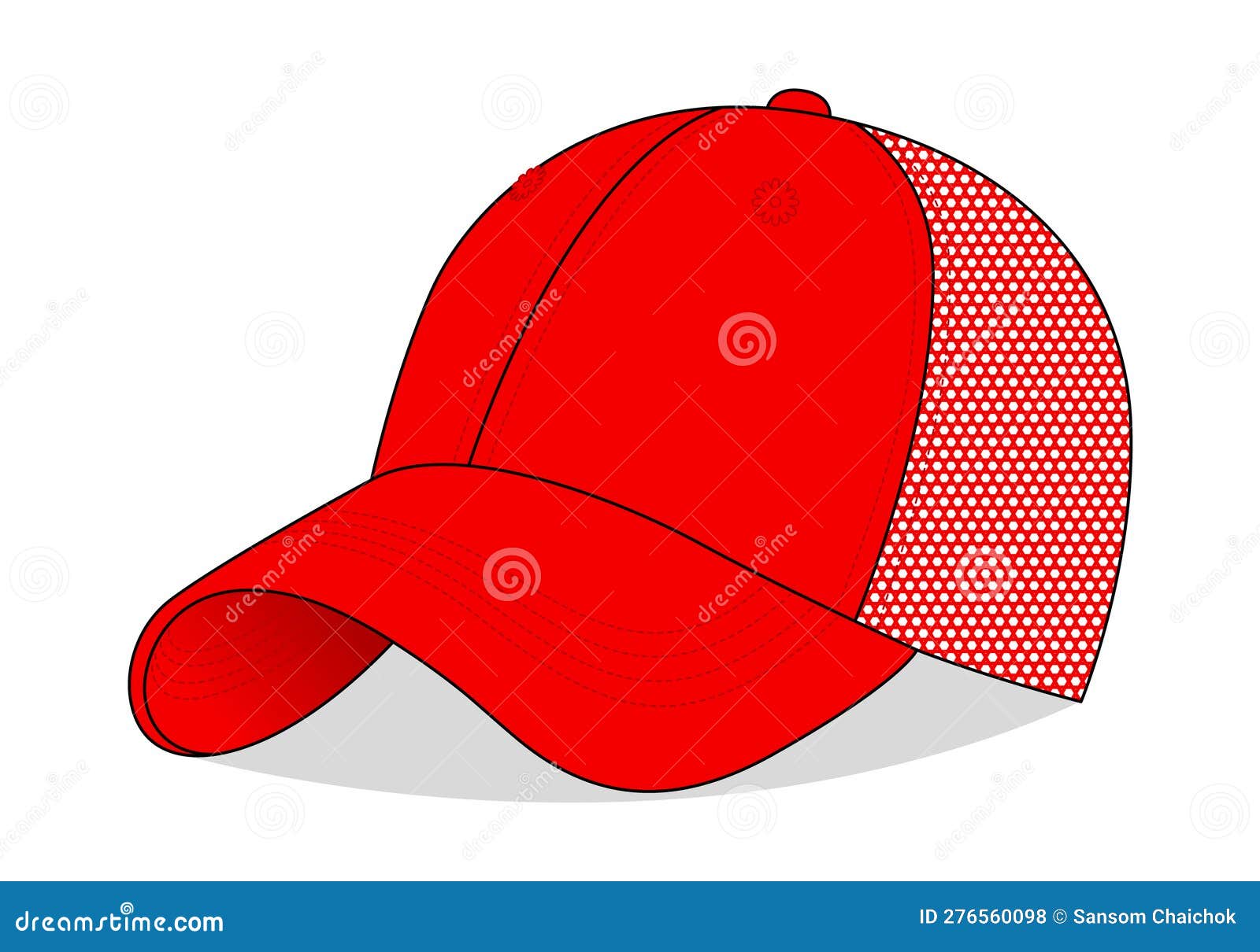 Blank Red Baseball Cap with Mesh-Back Template Stock Illustration ...