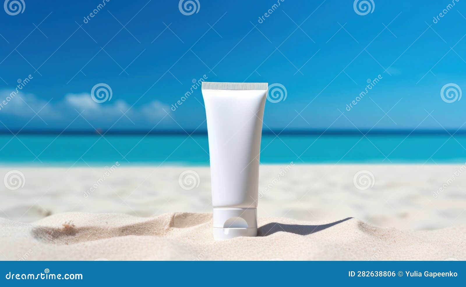 Blank Sunscreen Cream on the Beach. Illustration AI Generative Stock ...