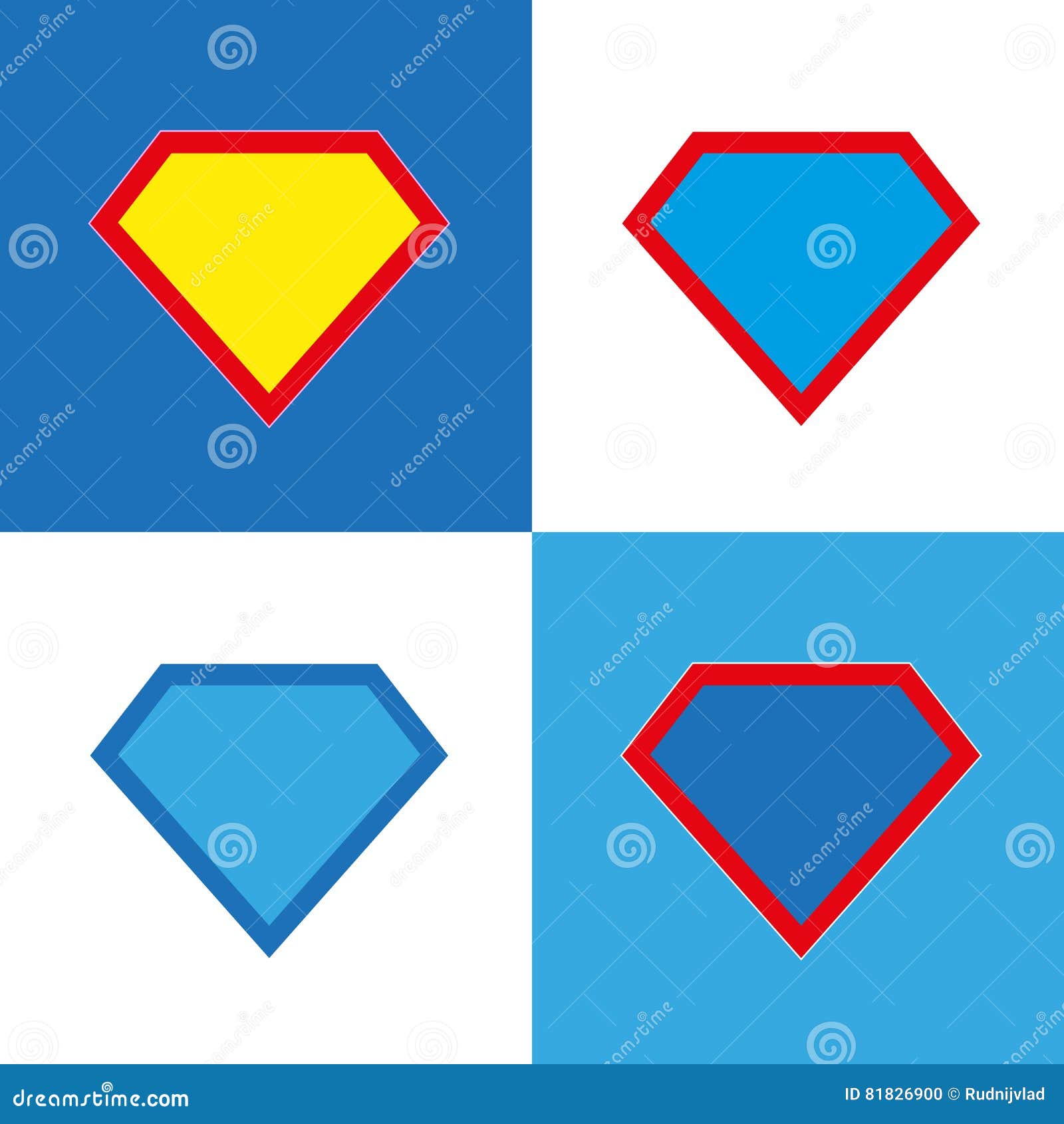 Blank super hero badge set stock vector. Illustration of concept - 81826900