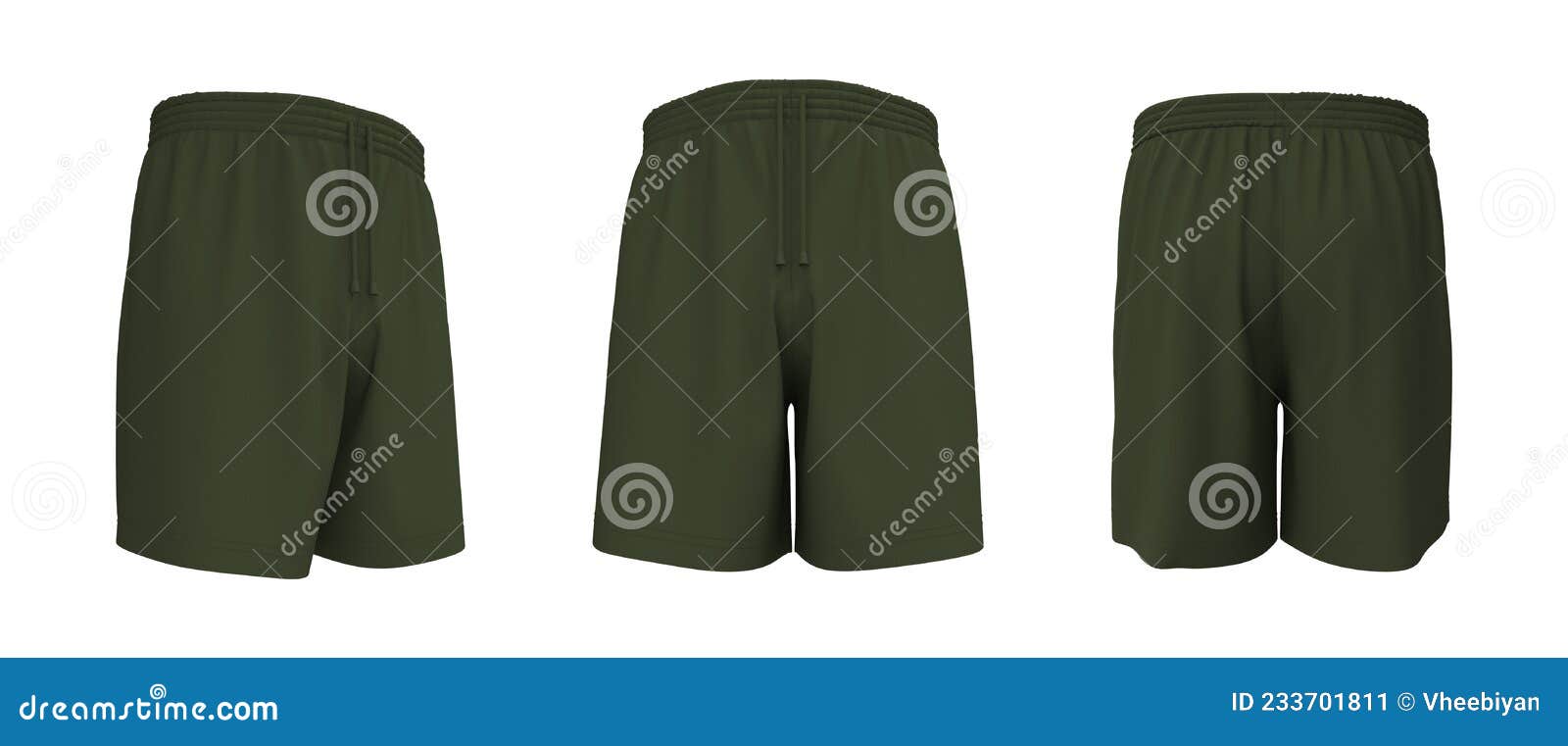 Blank Sweat Shorts Mockup in Front, Back and Side Views Stock ...