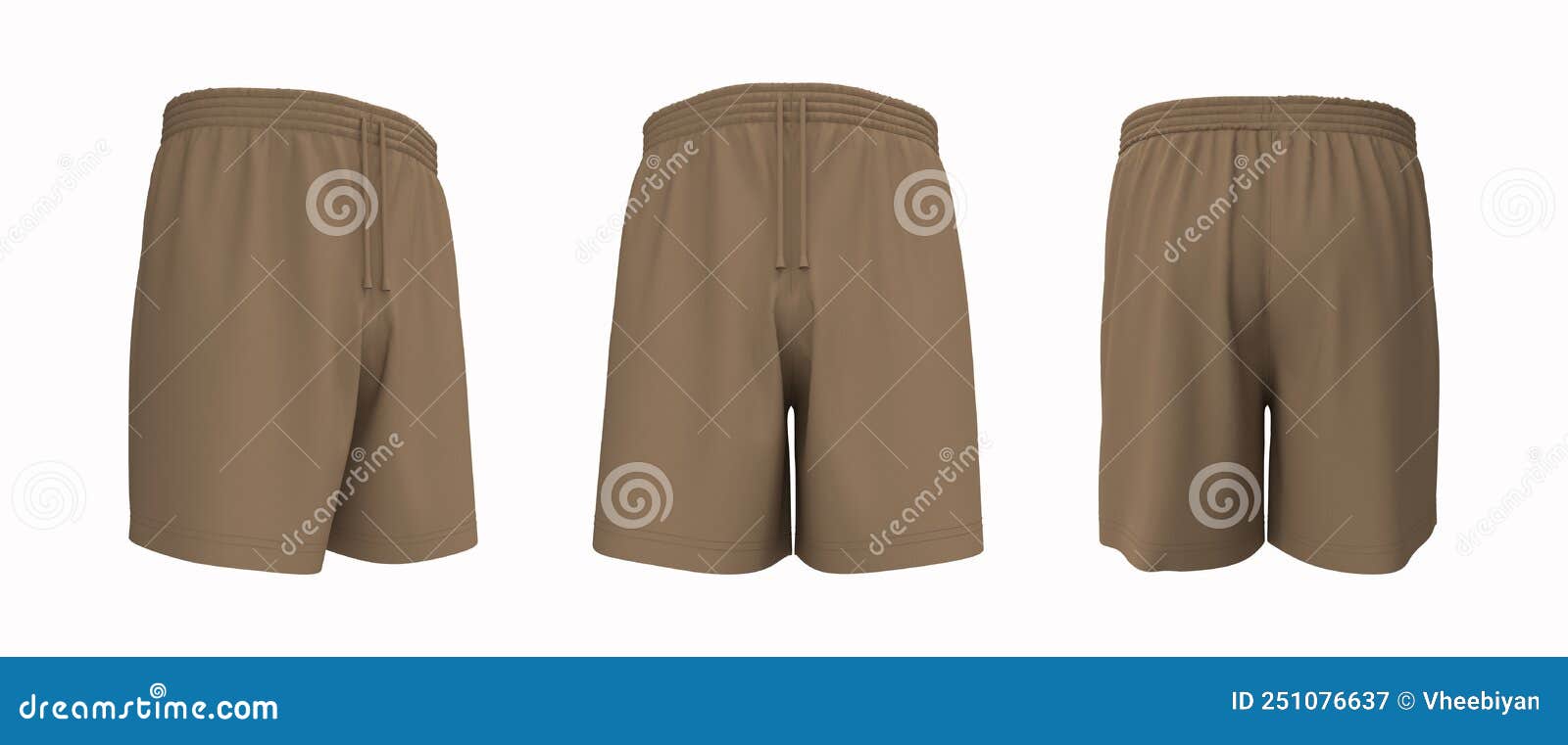 Blank Sweat Shorts Mockup in Front, Back and Side Views Stock ...