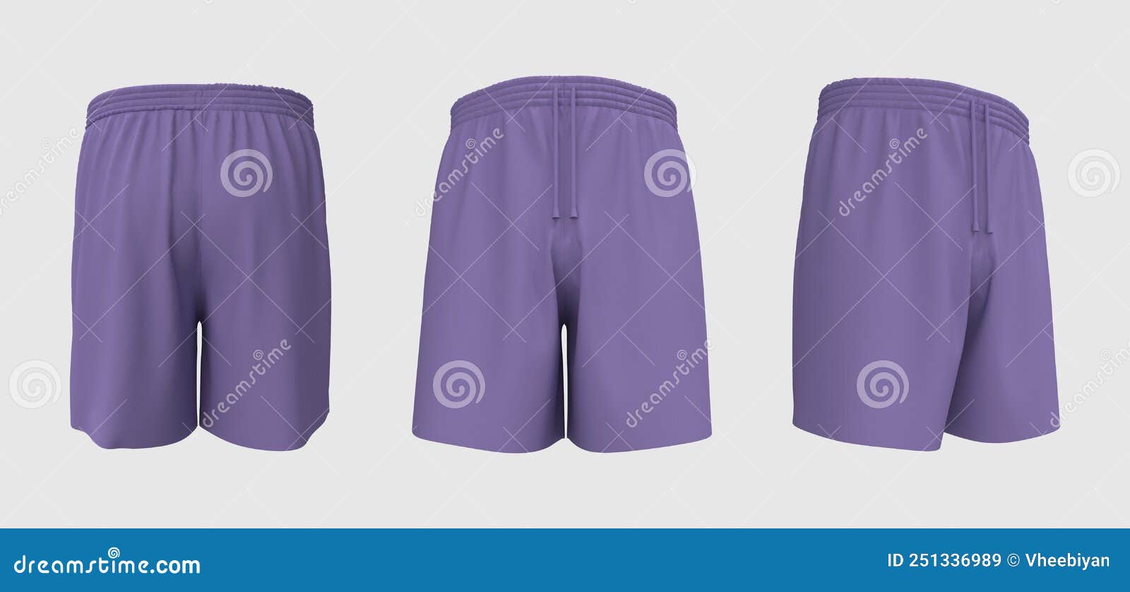 Blank Sweat Shorts Mockup in Front, Back and Side Views, 3d ...