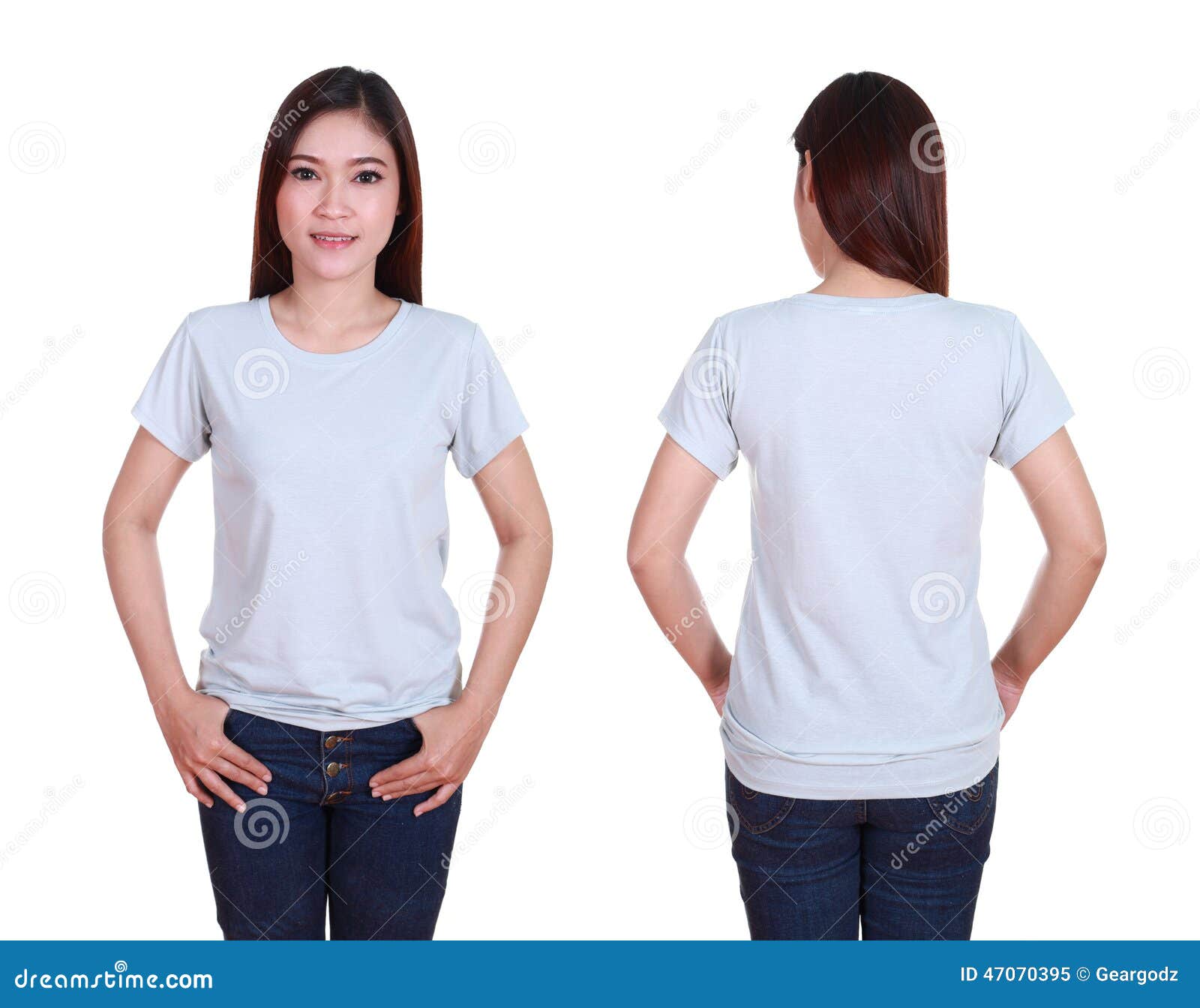 Blank T-shiet Set (front, Back) with Female Stock Image - Image of ...