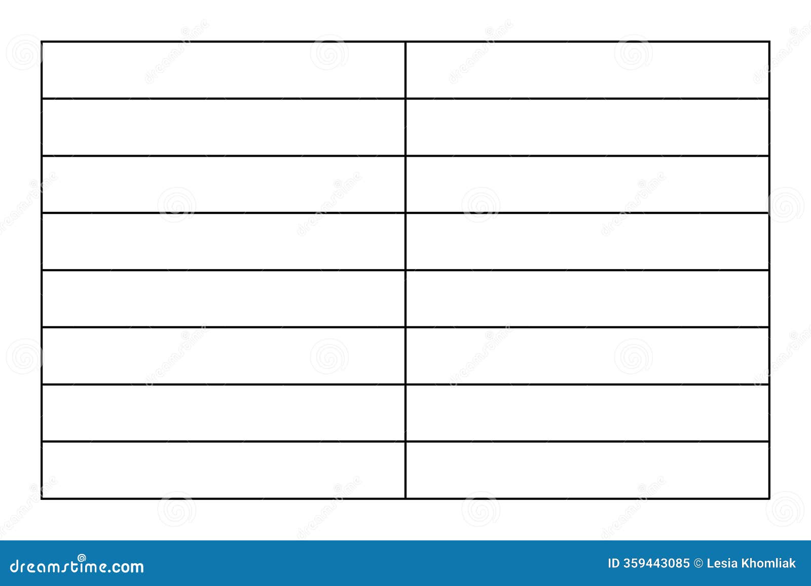 Blank Table Template for Data Organization and Documentation Stock ...