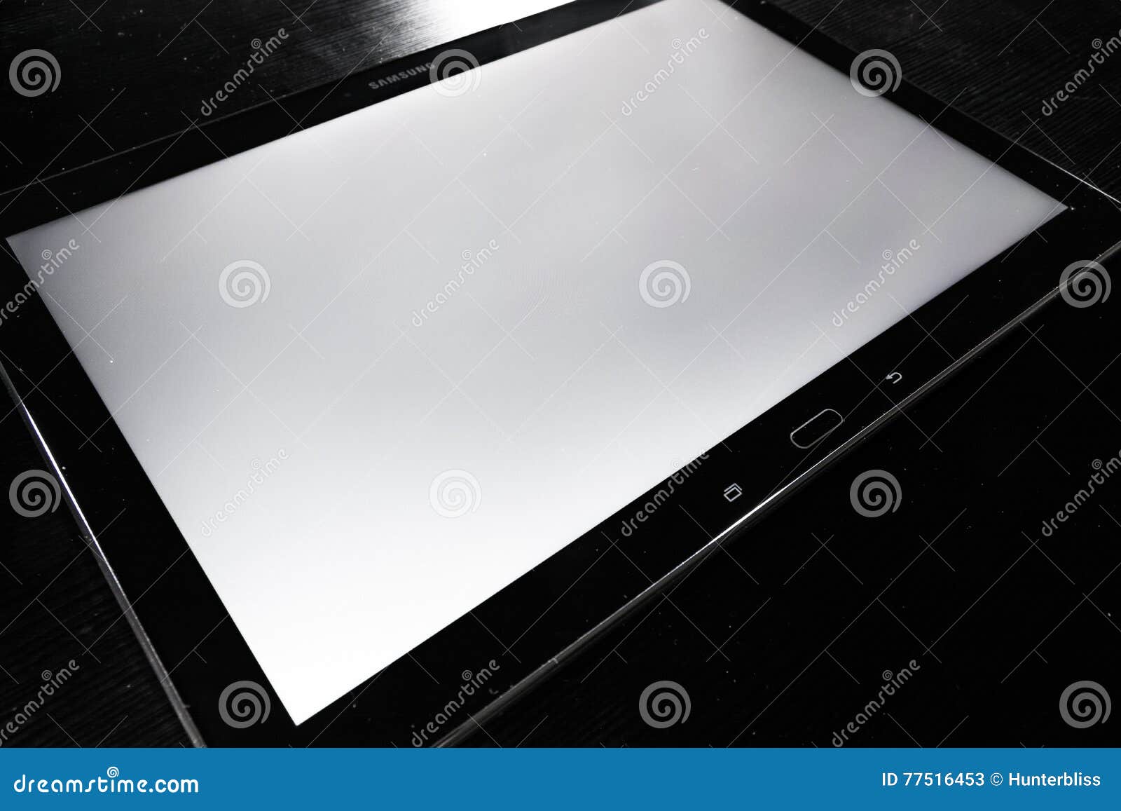 Blank Tablet White Screen Android Black Stylish Corporate Wood Desk ...