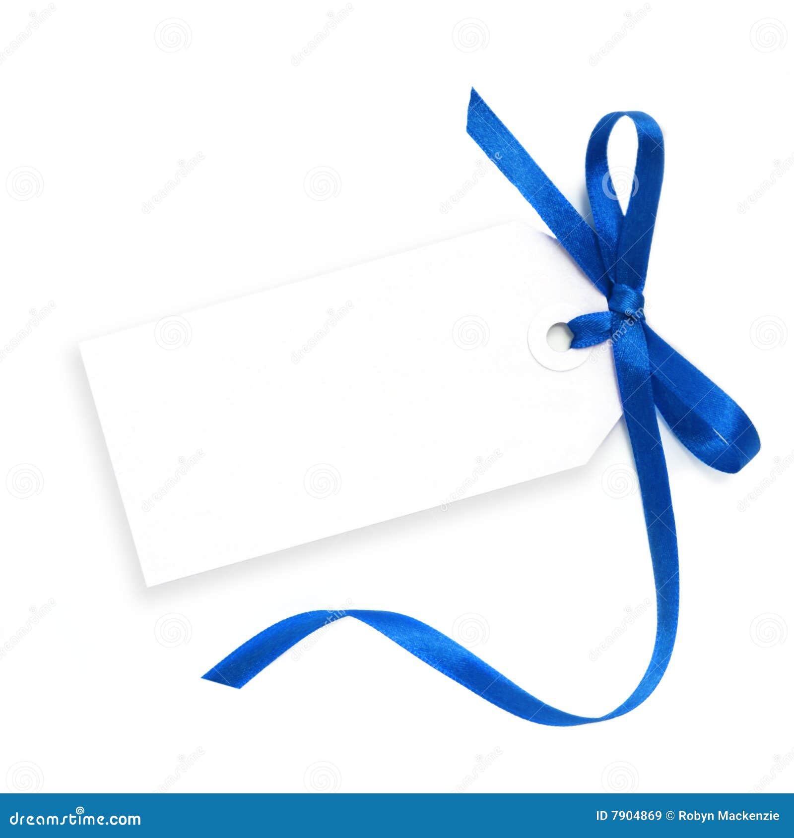 Blank Tag with Blue Ribbon stock image. Image of paper - 7904869