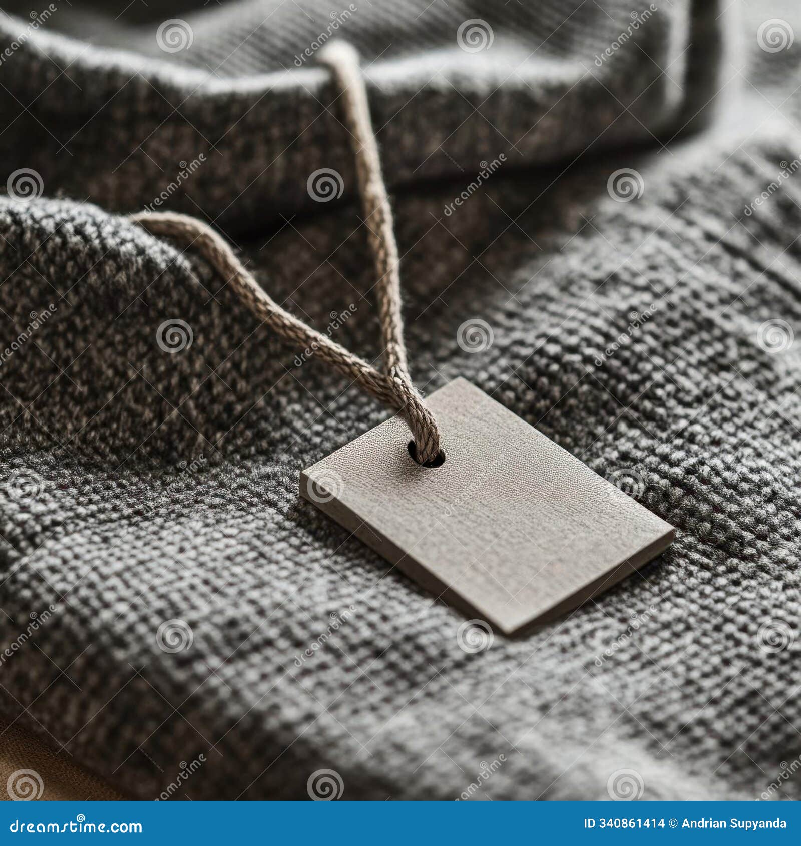 Blank Tag on Gray Knit Fabric Stock Illustration - Illustration of ...