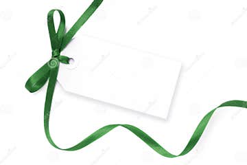 Blank Tag with Green Ribbon Stock Photo - Image of pricing, package ...