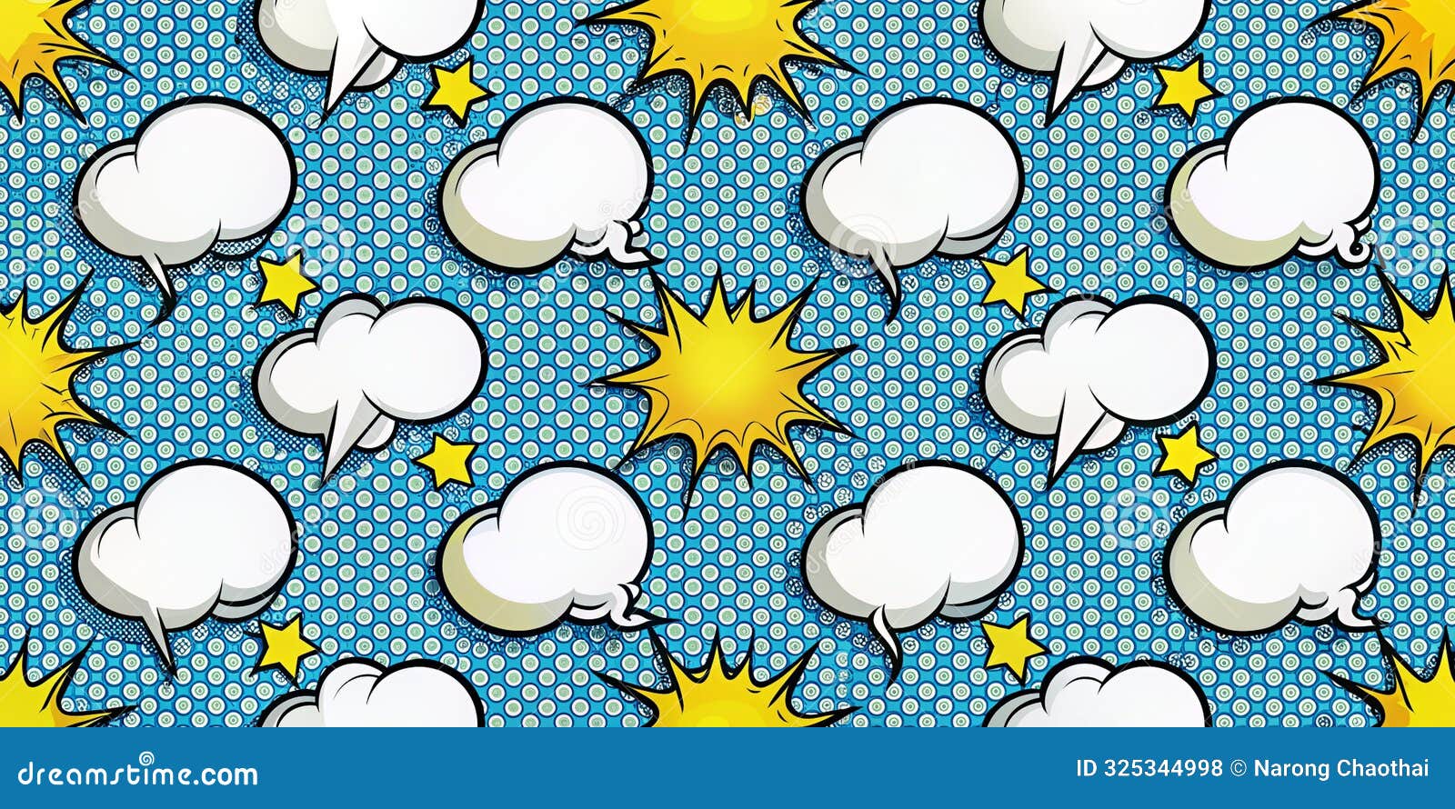 Blank Talk Bubble Seamless Pattern Comic Book Pattern Generative AI Stock Illustration ...