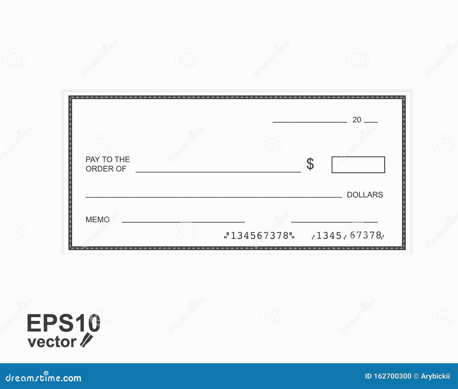Blank Template of the Bank Check Stock Vector - Illustration of coupon ...
