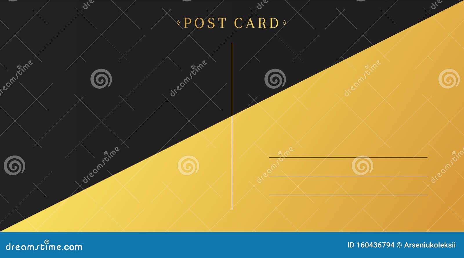 Blank Template of Black and Gold Postcard Stock Vector - Illustration ...