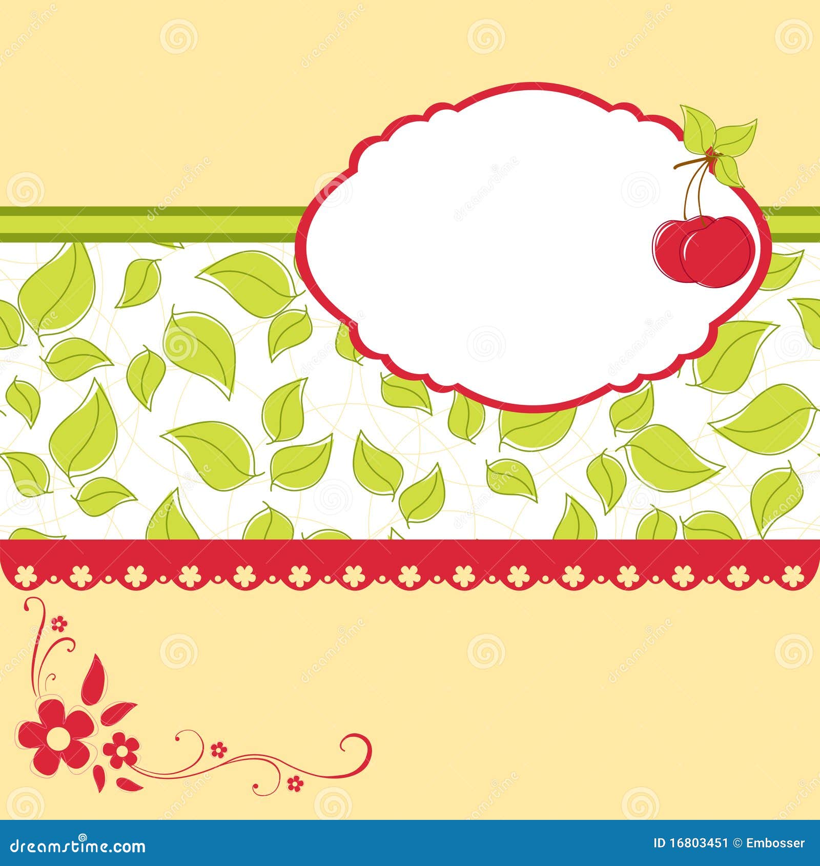 Blank Template for Cherry Greetings Card Stock Vector - Illustration of ...