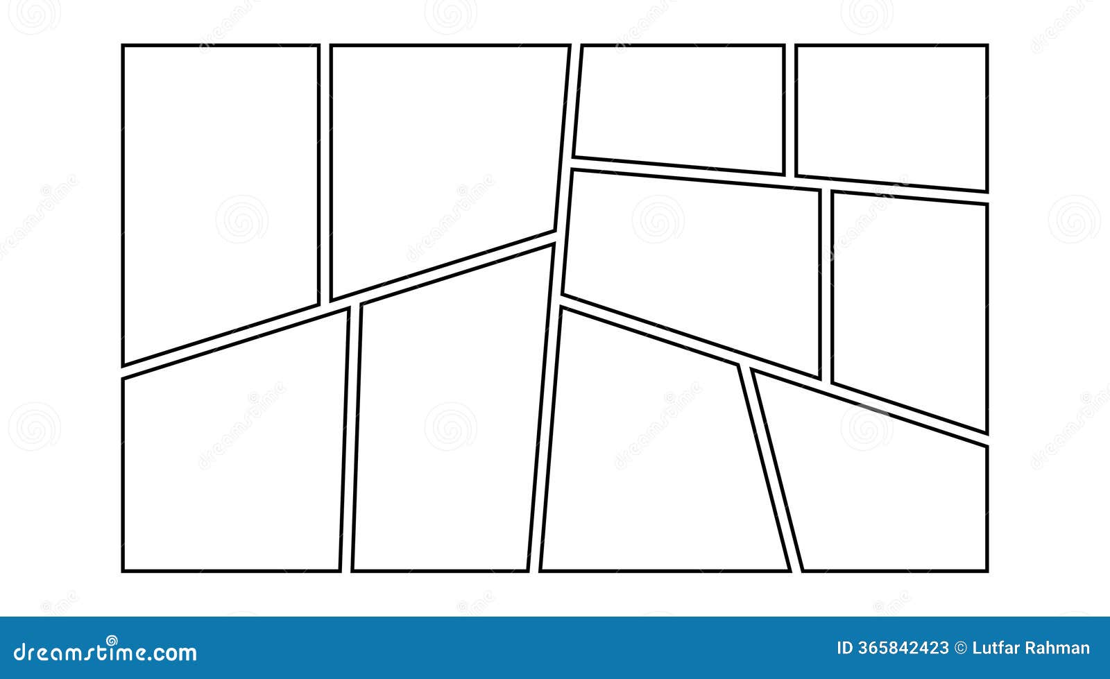 Blank Template For A Collage Grid Manga Comic Storyboard Layout Panel ...