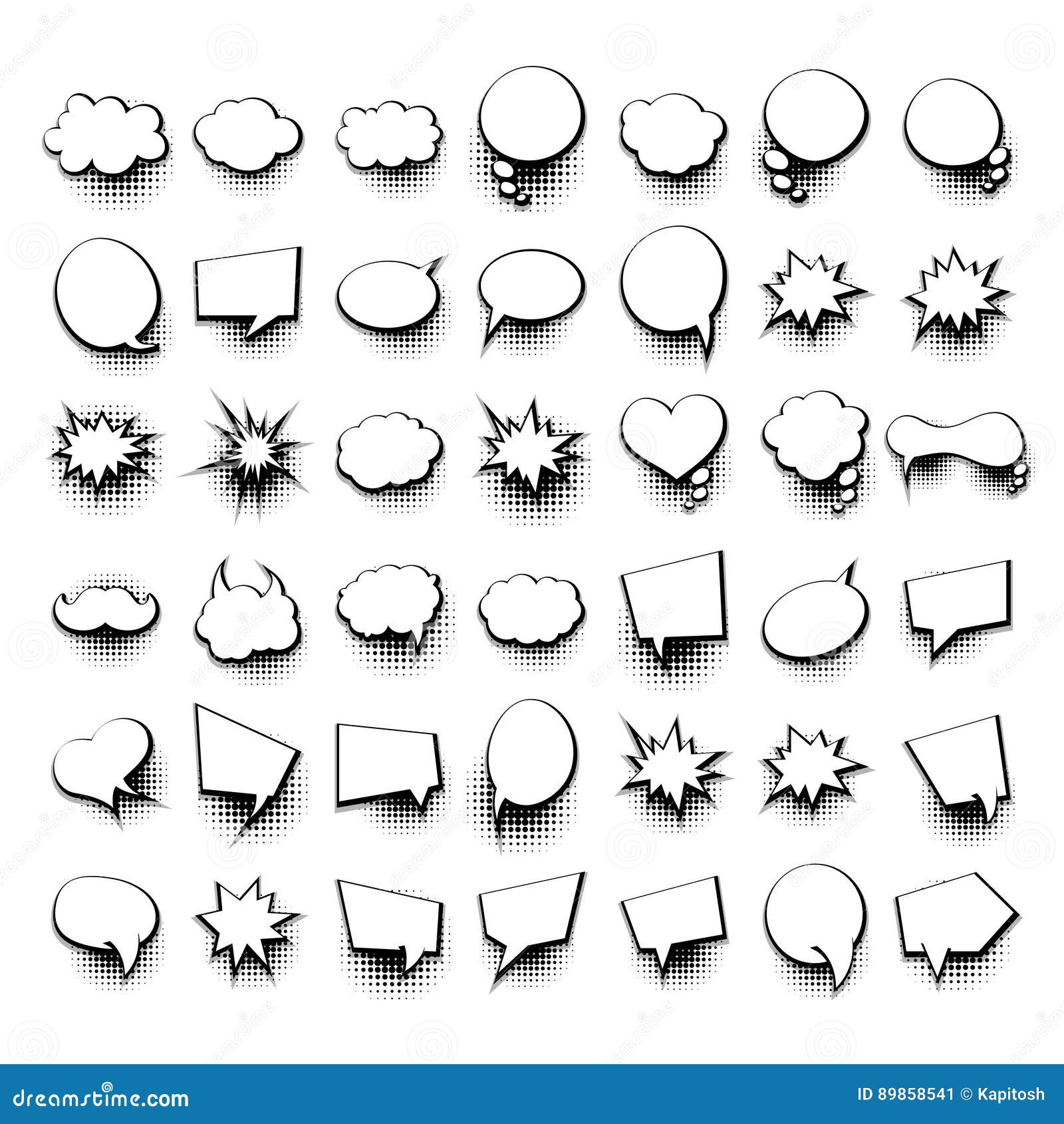 Comic Text Cute White Cartoon Cloud Vector Illustration | CartoonDealer ...