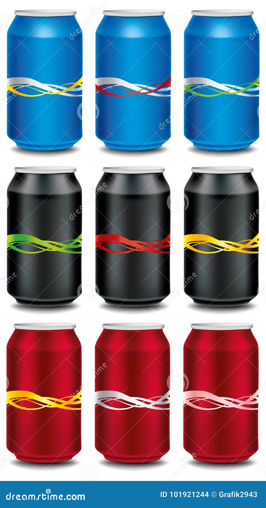 Template Design with Waves for Aluminum Tin Cans Stock Illustration ...