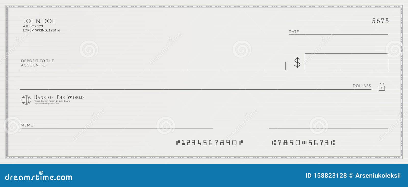 Blank Template of a Bank Check Stock Vector - Illustration of personal ...