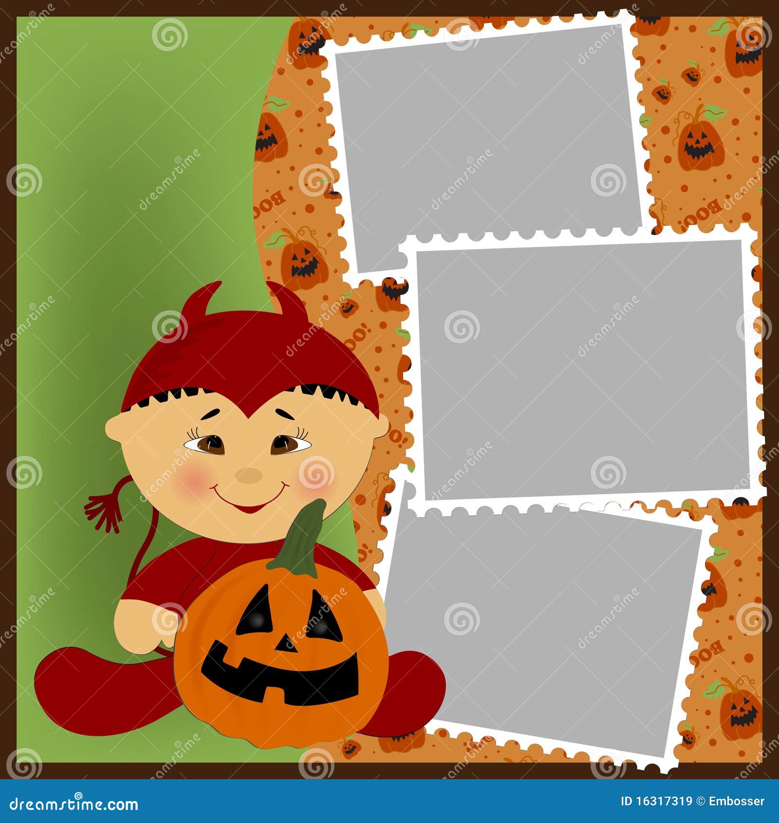 Halloween Photo Picture Frame Border Kid Vampire Costume Cartoon Vector ...
