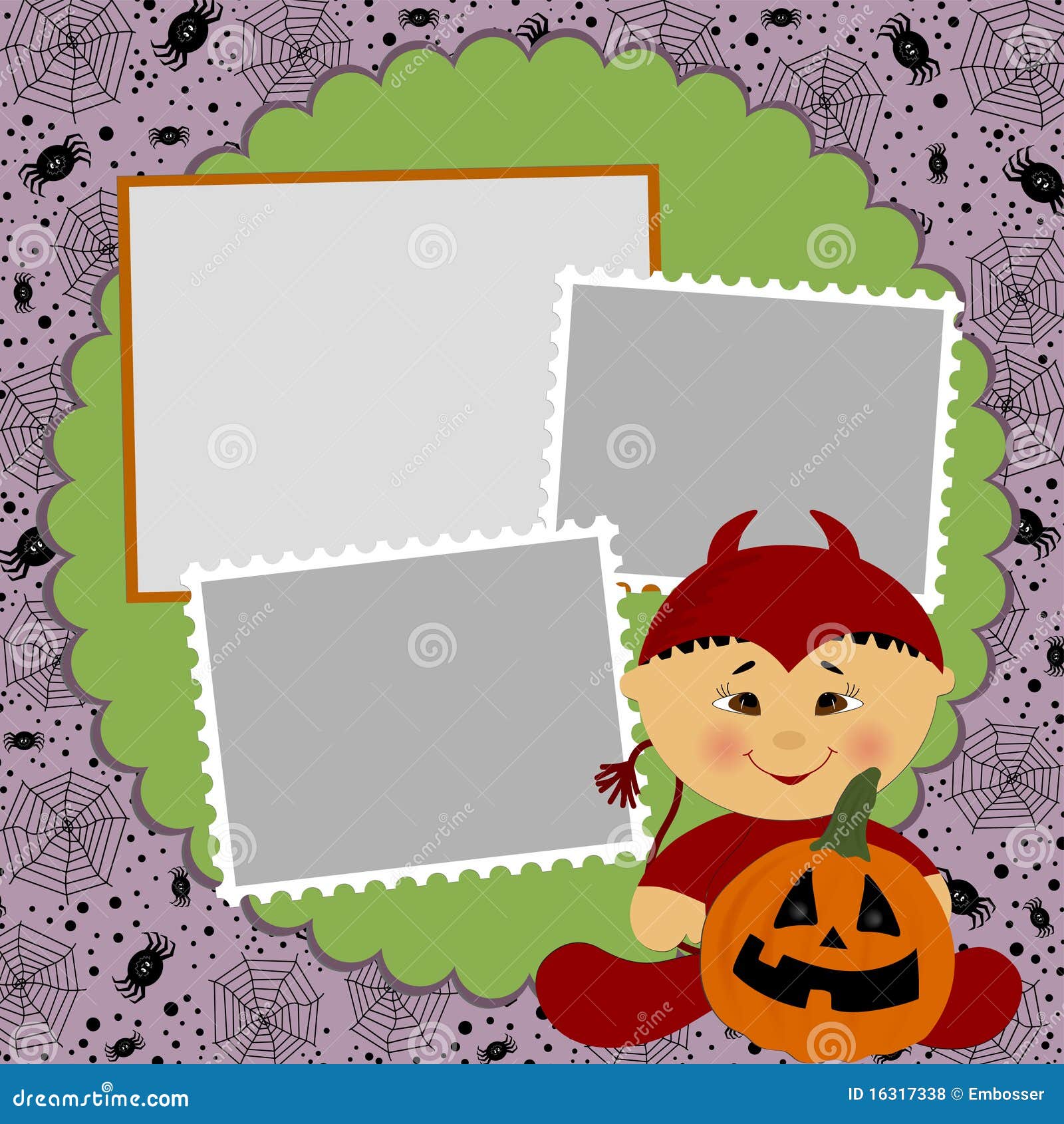 Halloween Photo Picture Frame Border Kid Vampire Costume Cartoon Vector ...