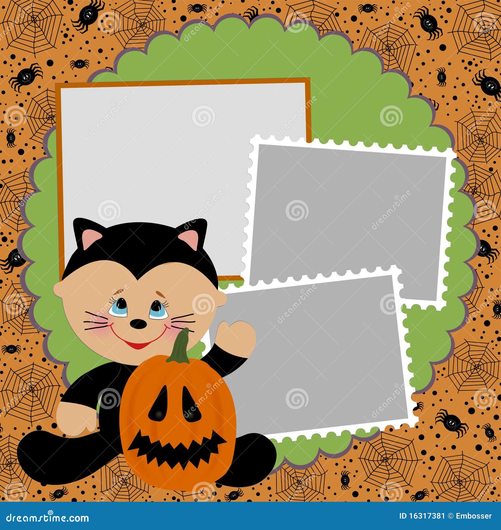 Halloween Photo Picture Frame Border Kid Vampire Costume Cartoon Vector ...