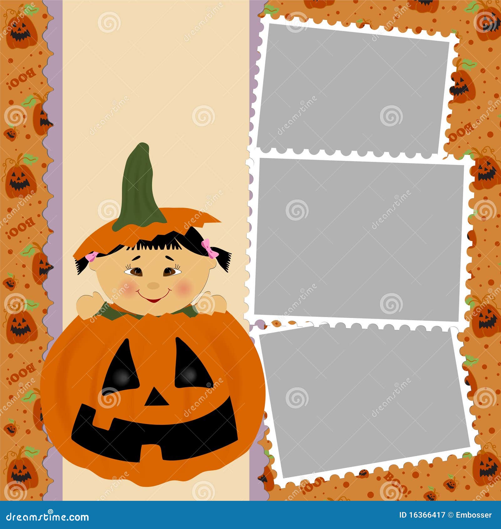 Halloween Photo Picture Frame Border Kid Vampire Costume Cartoon Vector ...