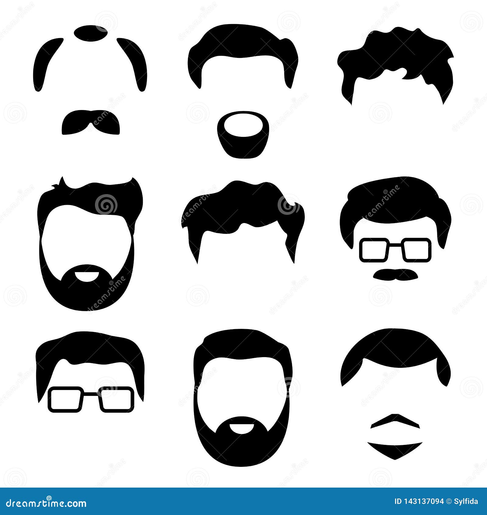 Blank Template Man Faces. Vector Illustration Stock Illustration ...