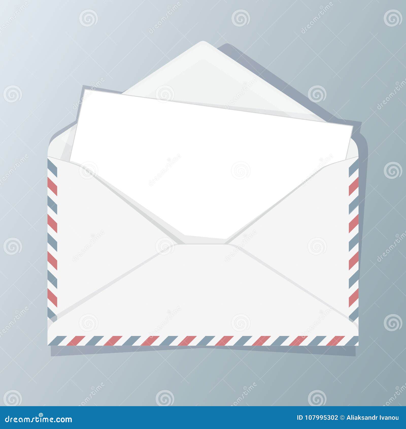 Blank Template of Open White Envelope with Empty Sheet. Symbol O Stock ...