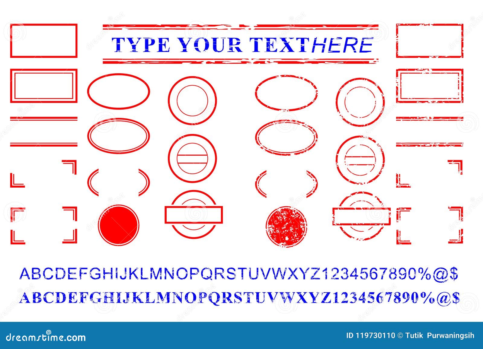 Blank Template Red And Blue Alphabet, Number, Percent, Dollar, Dot ...