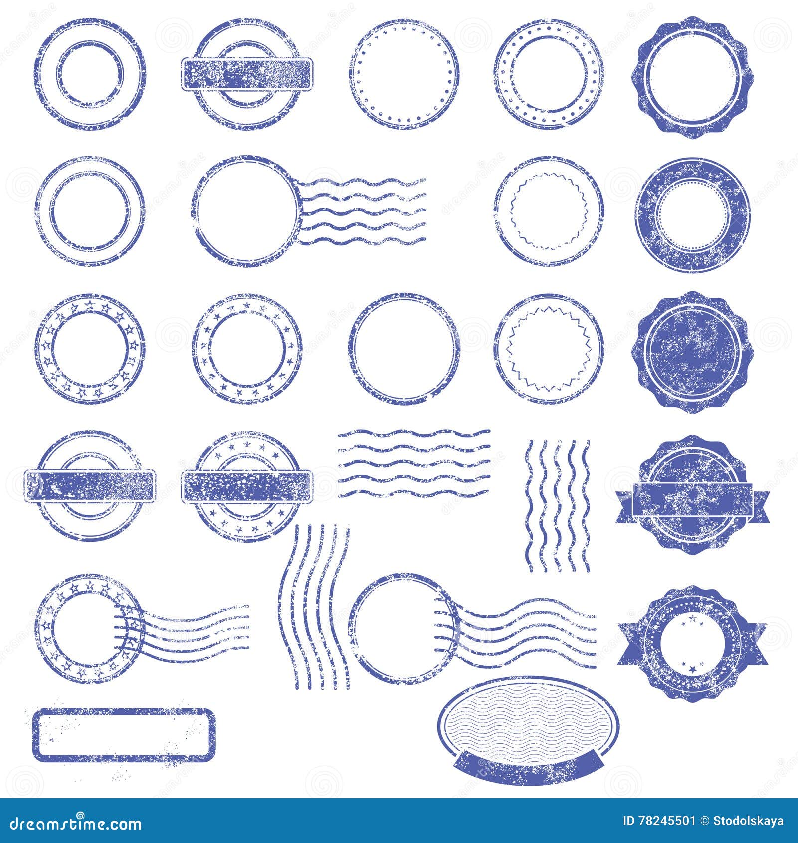 Blank Templates of Shabby Postal Stamps Stock Vector - Illustration of ...