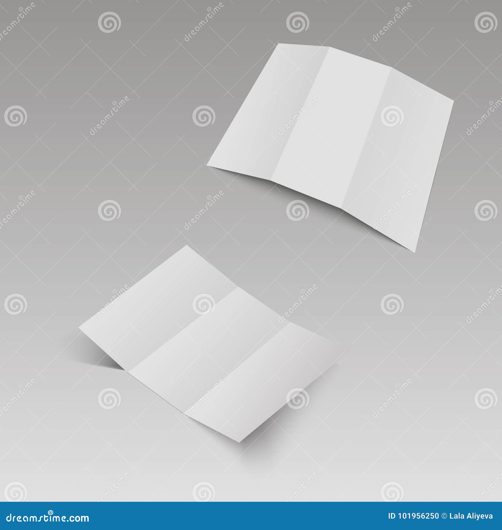 Blank Three Folded Fold Paper Leaflet, Flyer, Broadsheet. Vector ...