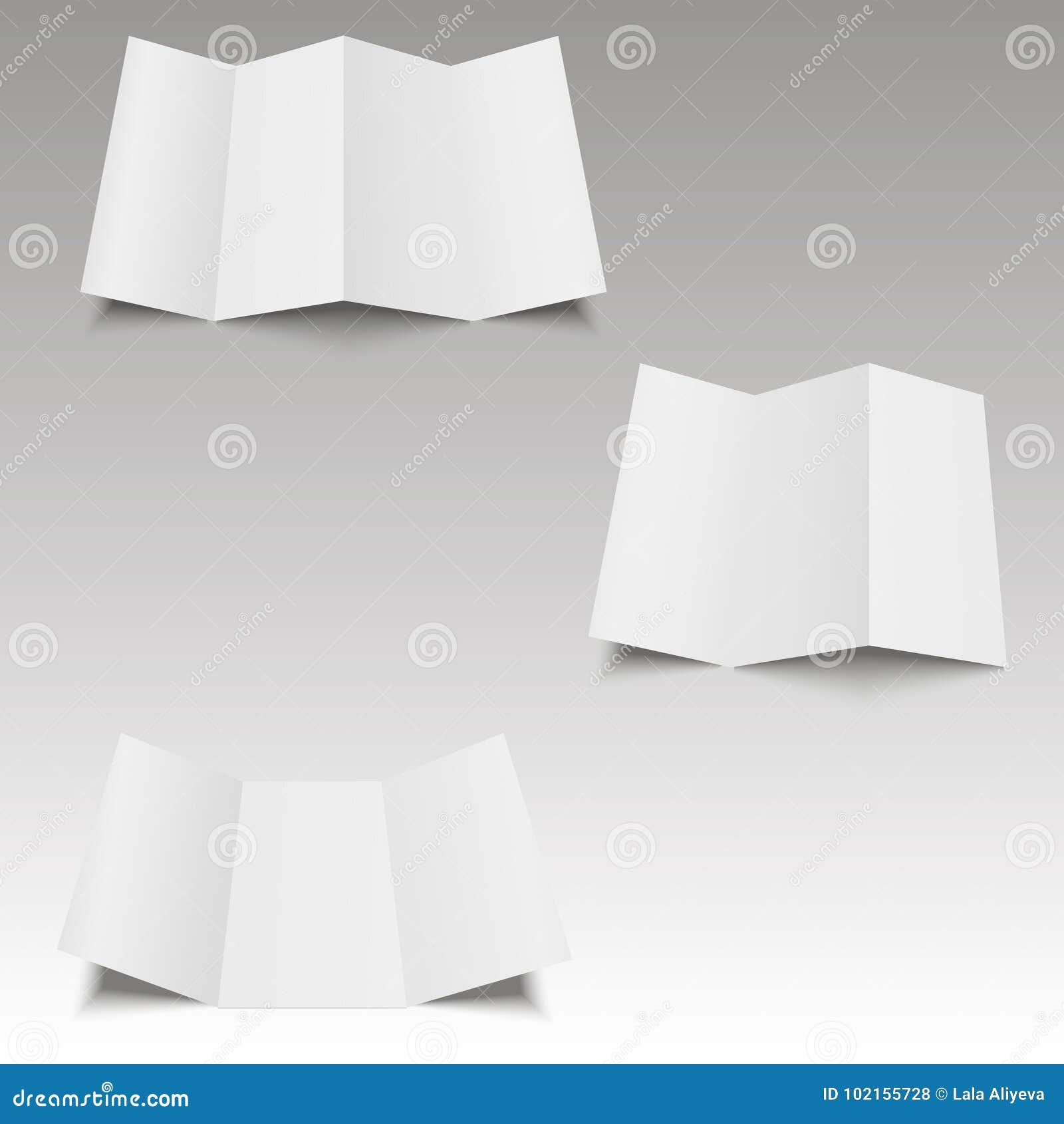 Blank Three Folded Fold Paper Leaflet, Flyer, Broadsheet. Vector ...