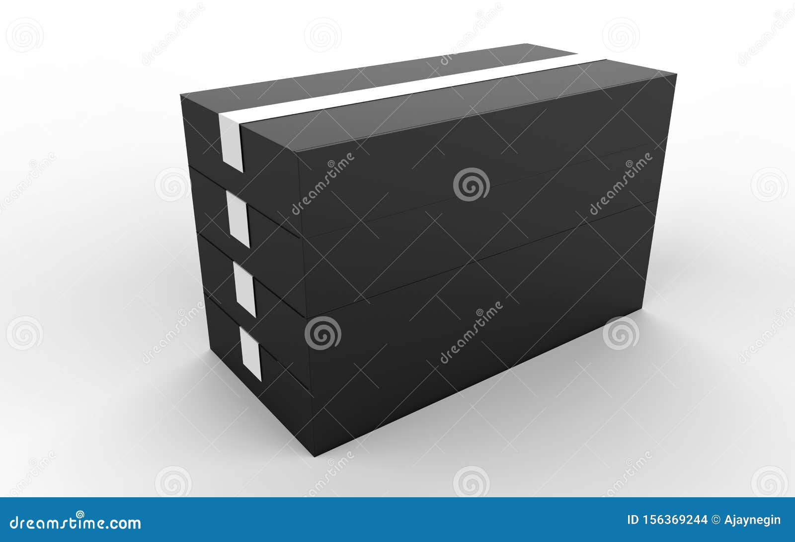 Blank Three Horizontal Rectangle Boxes Standing Stock Illustration ...