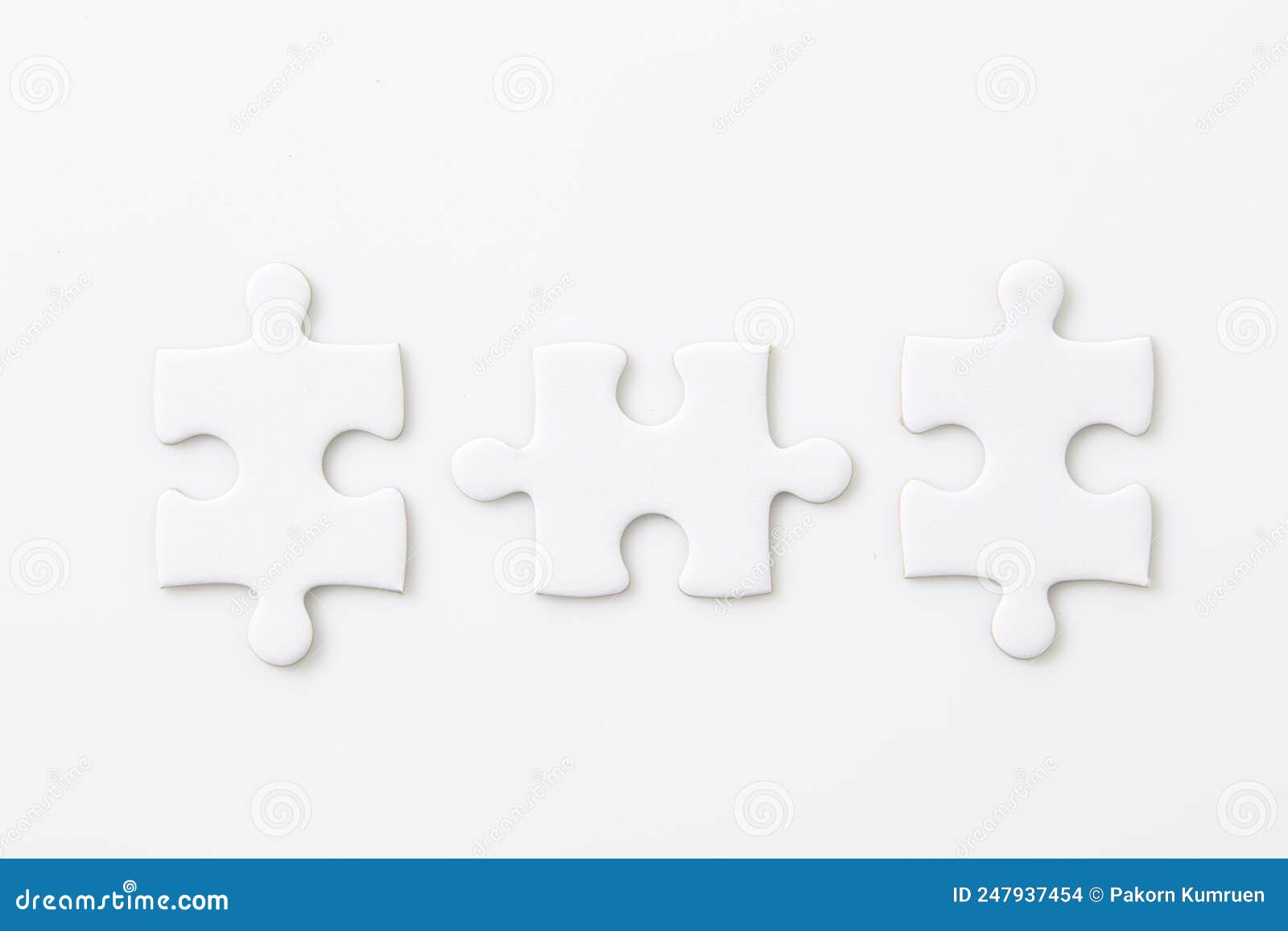 Blank Three Pieces of White Puzzle on White Background Stock Photo ...
