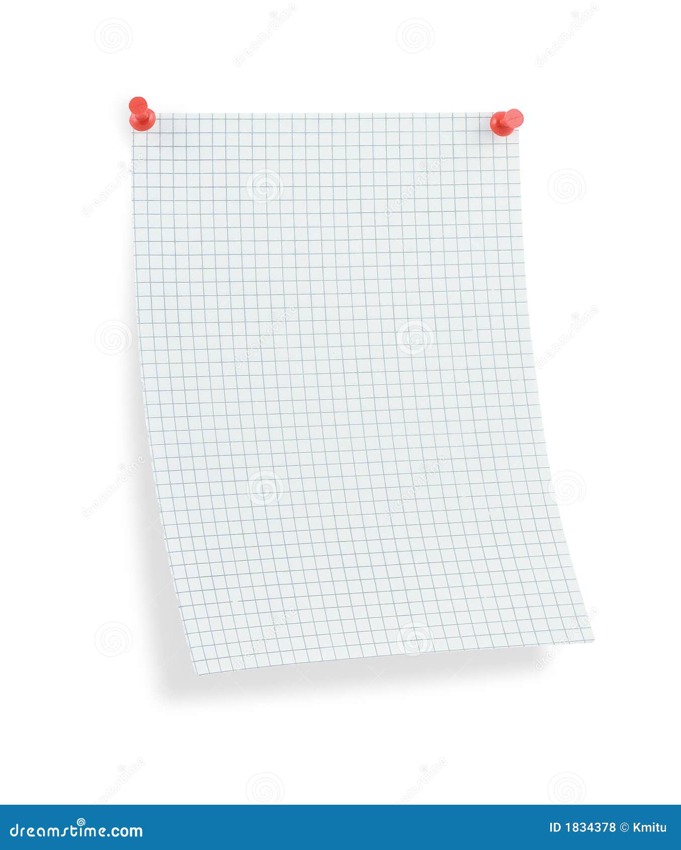 Blank Thumbtacked Squared Paper Page with Shadow Stock Photo - Image of ...