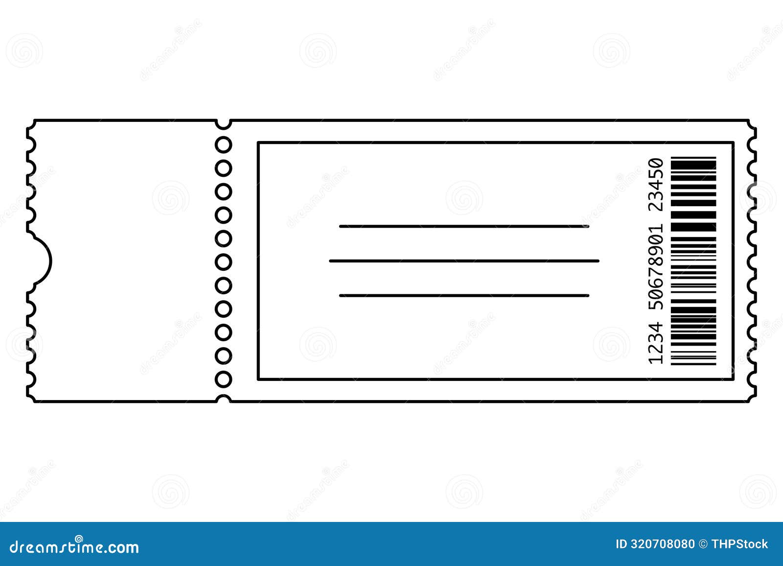 Blank Ticket Line Drawing Vector Stock Illustration - Illustration of ...