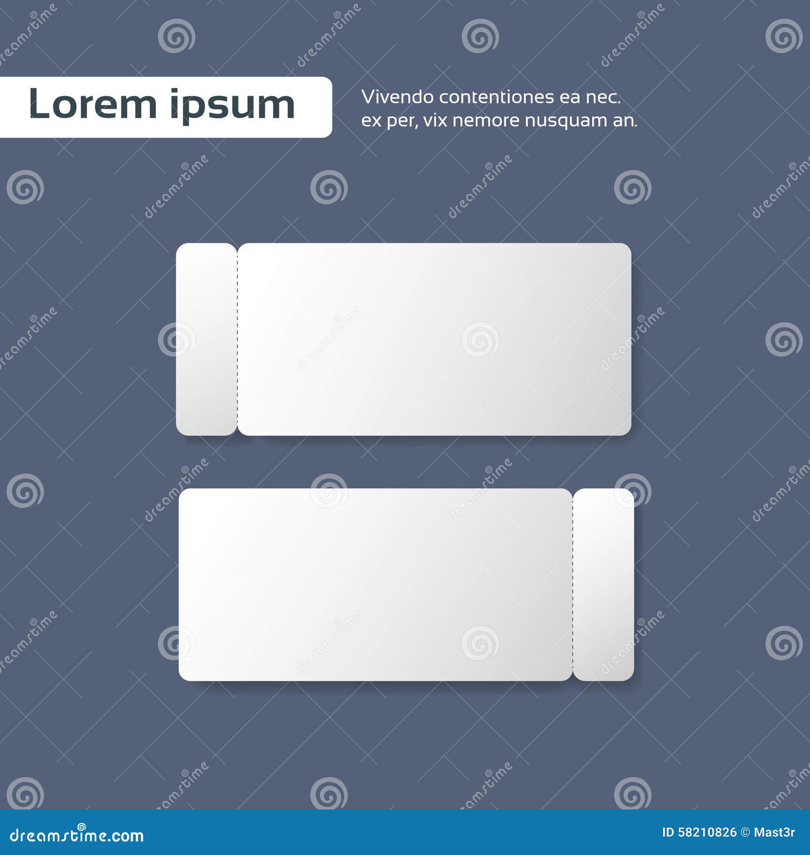 Blank Ticket Mockup Set. Realistic White Paper Coupon Isolated. Control ...
