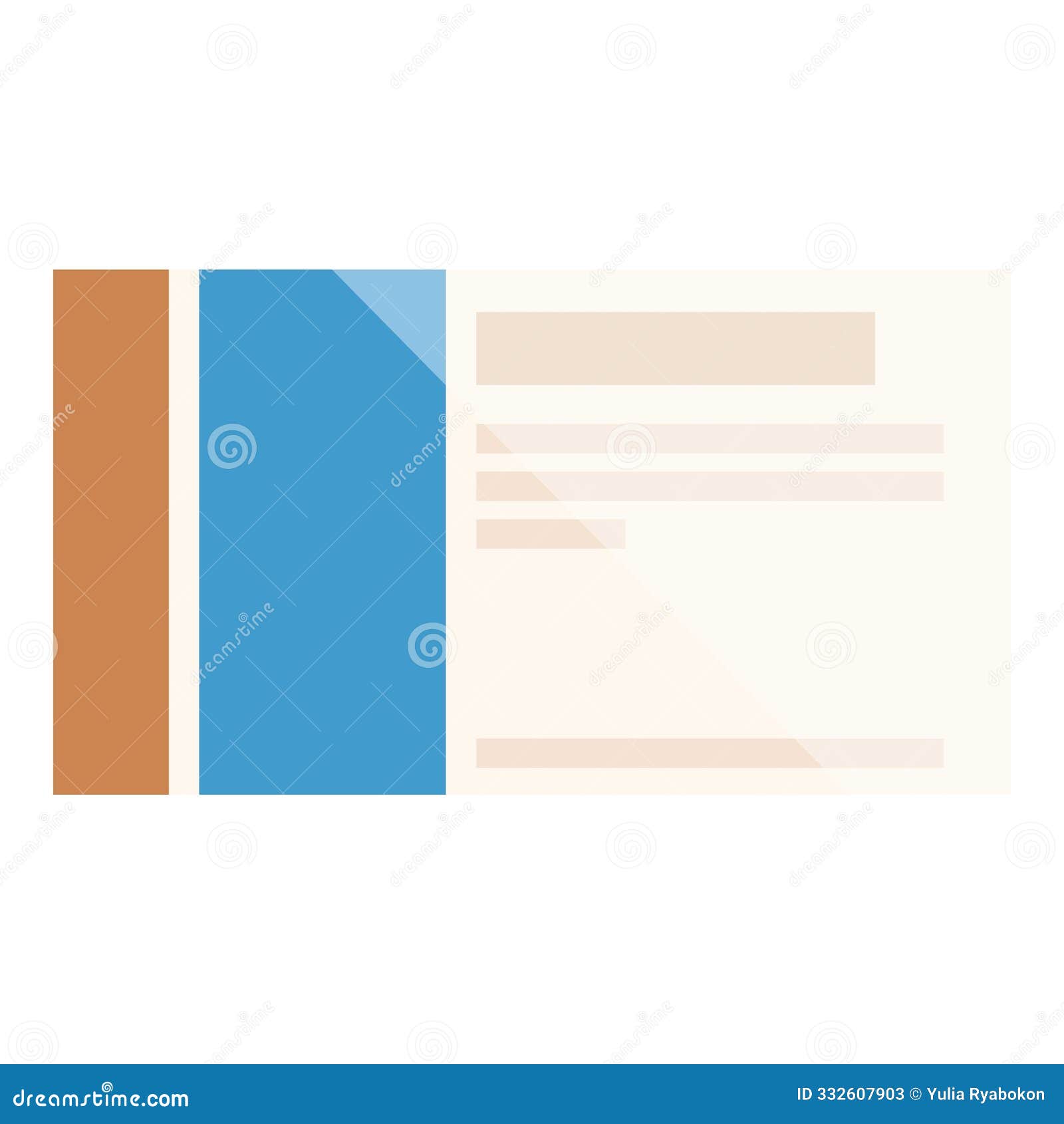 Blank Ticket Template with Blue and Brown Design Stock Illustration ...
