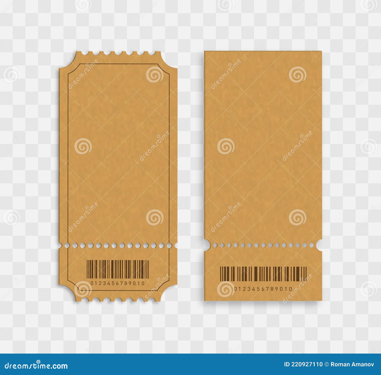 Blank Tickets with Barcodes Isolated. Stock Vector - Illustration of ...