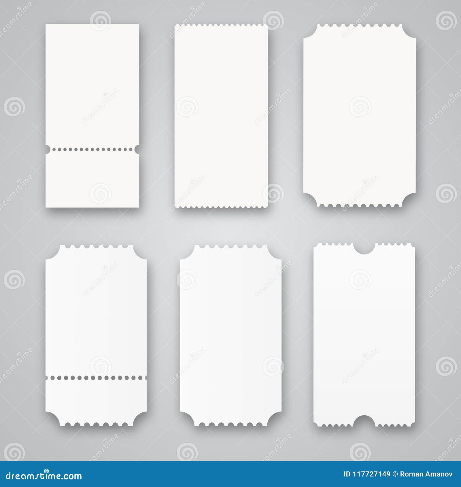 A Set Of Blank Tickets. Golden Ticket Layout For Concert, Seating ...