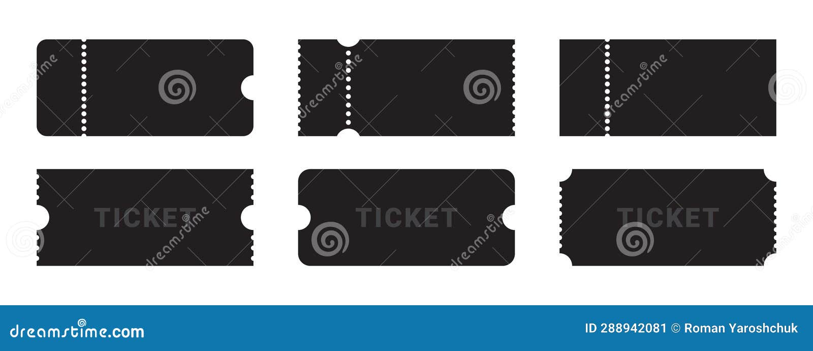 Set Of Blank Tickets, Coupons And Vouchers With Ruffle Edges. Ticket ...