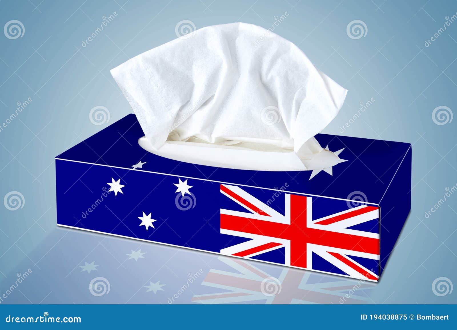 Tissue from Cosmetic Tissues Box Illustrated with Australian Flag Stock ...