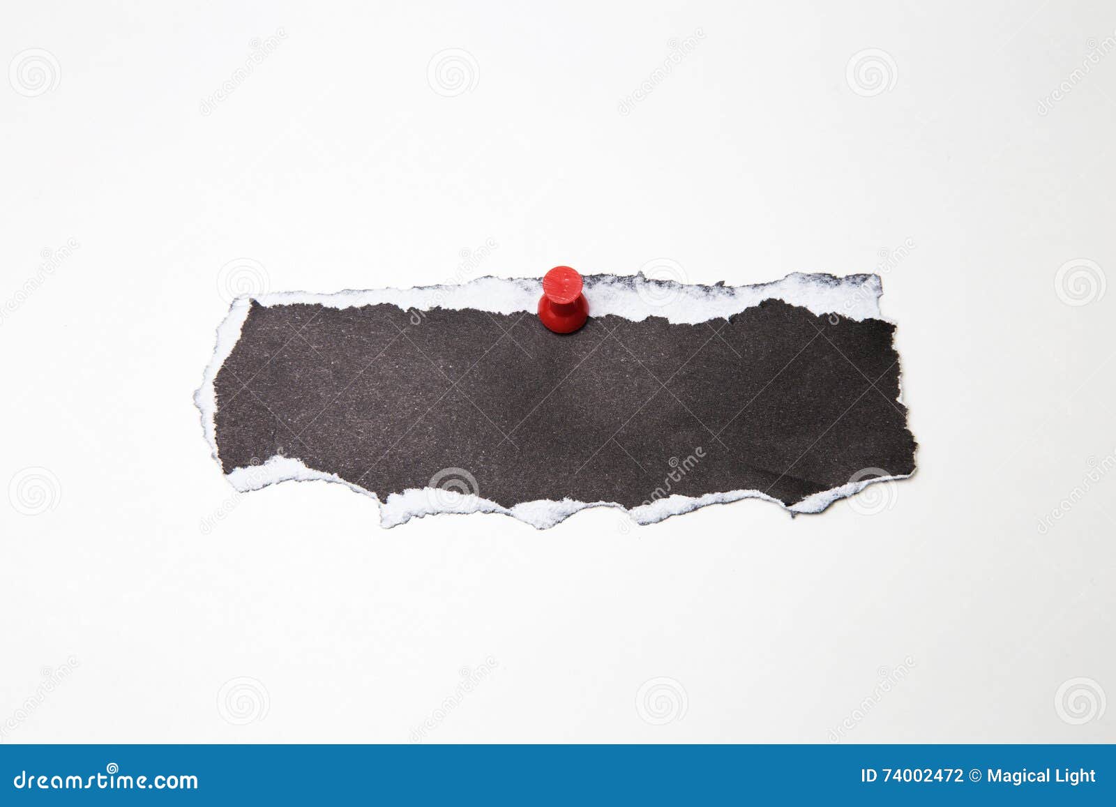 Blank Torn Black Paper with Red Push Pin Stock Photo - Image of note ...