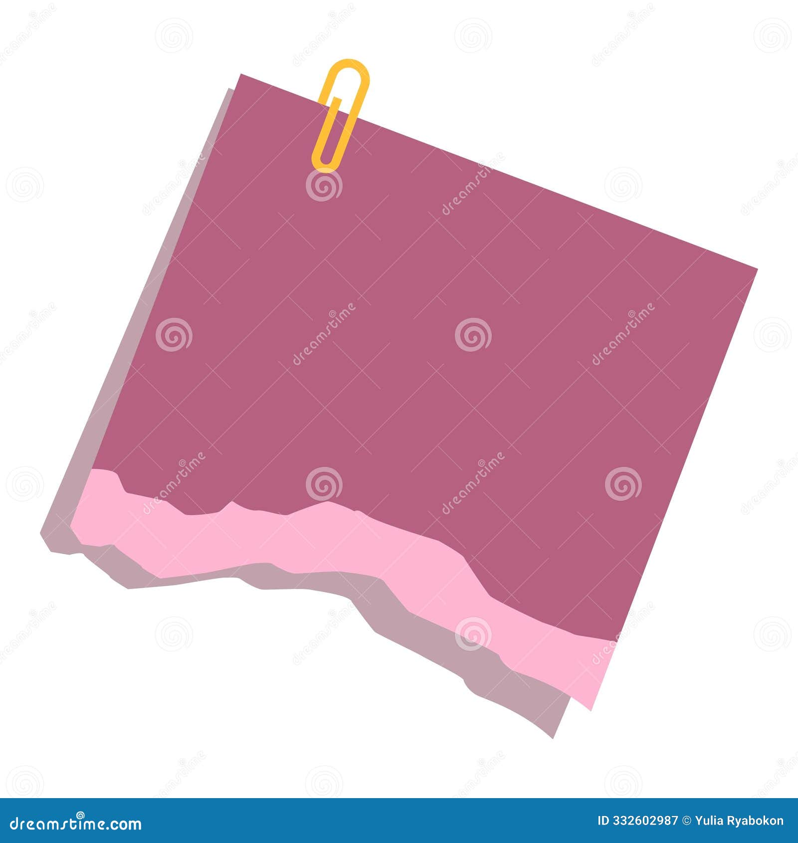 Blank Torn Note Paper with Paperclip Holding Corner Stock Illustration ...