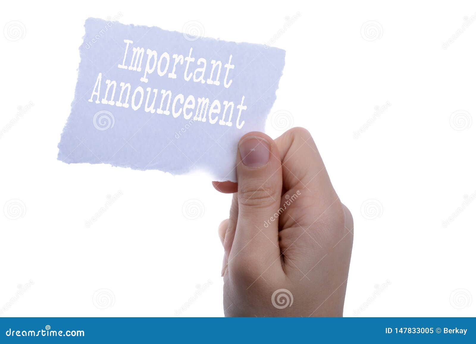 Blank Torn Notepaper in Hand Saying Important Announcement Stock Image ...