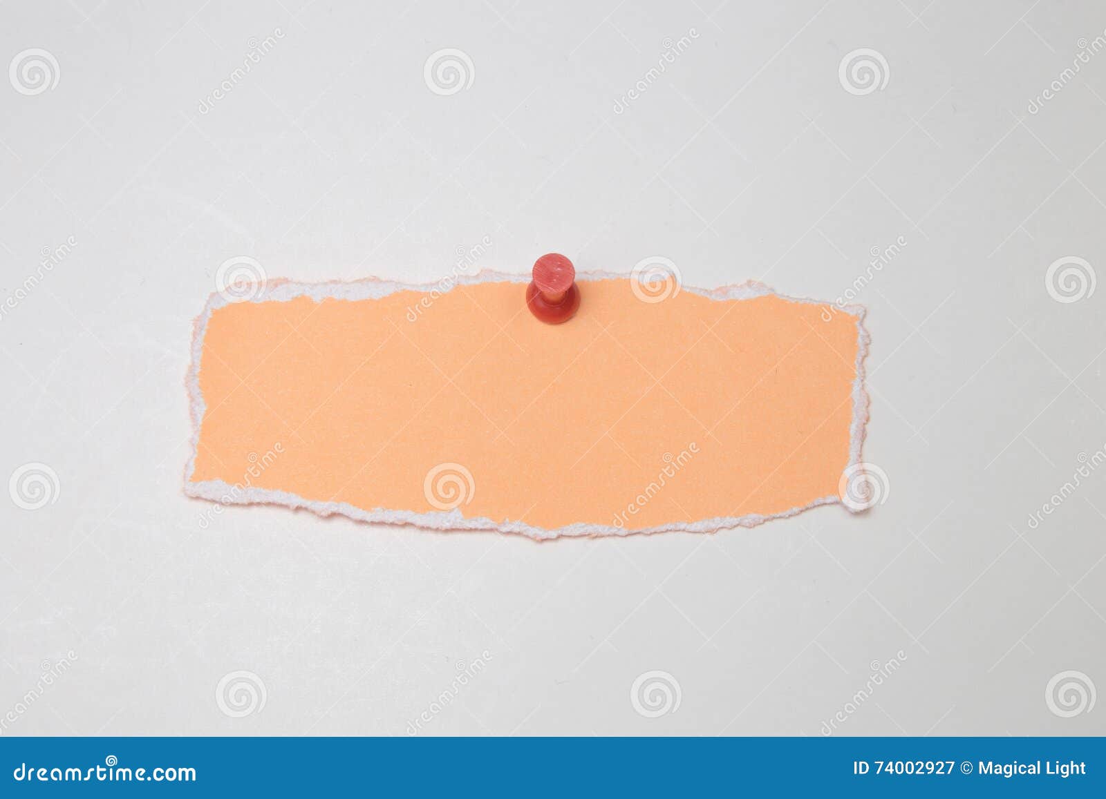 Blank Torn Orange Paper with Red Push Pin. Stock Image - Image of ...