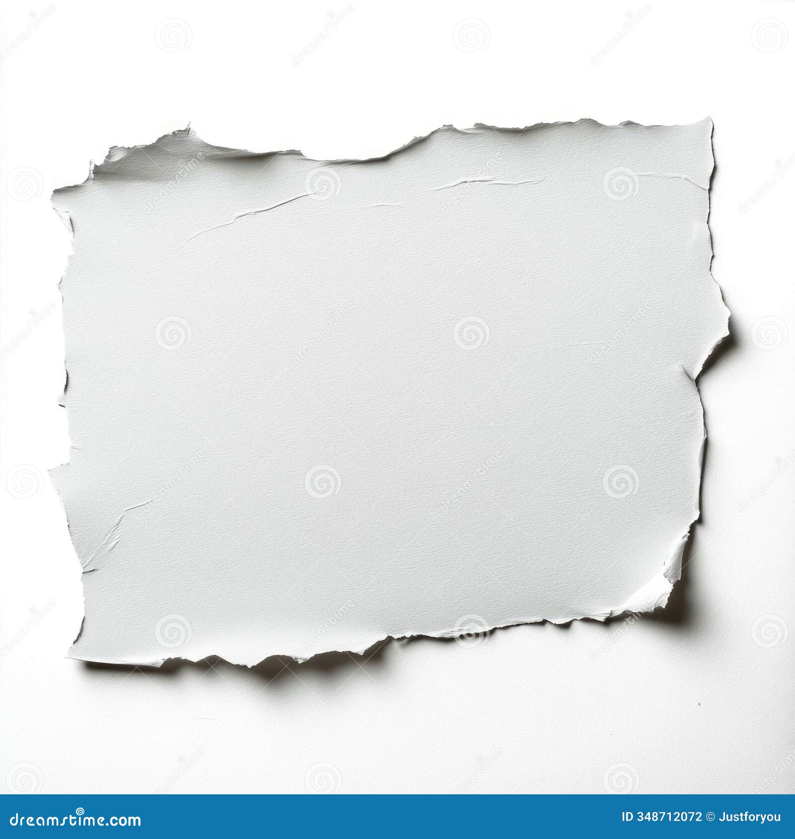 Blank Torn Paper Isolated on White Background in Natural Light Stock ...